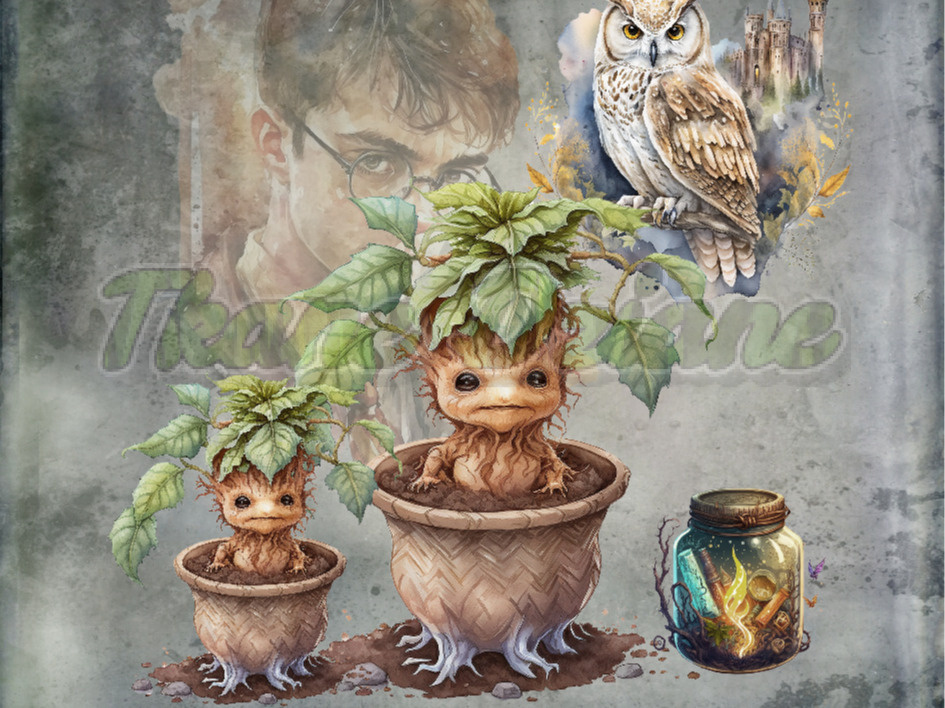 TkaneDziane.pl > PANEL DRUKOWANY SZKOŁA MAGÓW MANDRAGORY I SOWA TŁO ...